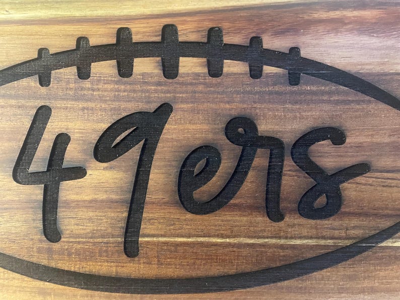 Rustic 49ers Football Charcuterie Board - Laser Engraved Kitchen Decor ...