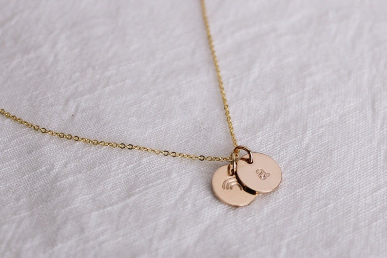 Gold Double Initial Disc Necklace, 2 Disc Initial Charm, Letter ...