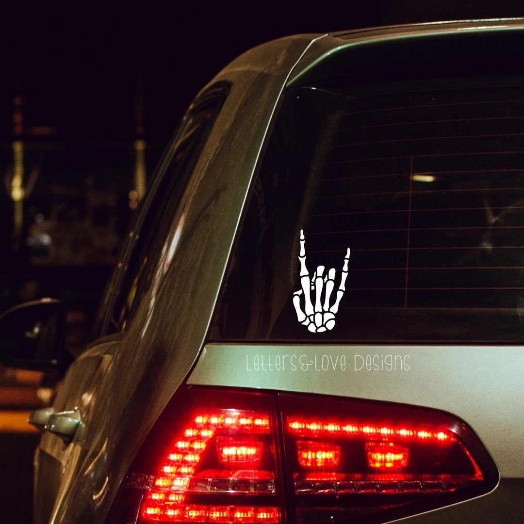 Punk Rock Skeleton Hand Vinyl Decal - Hippie Love Punk Hardcore Goth ...