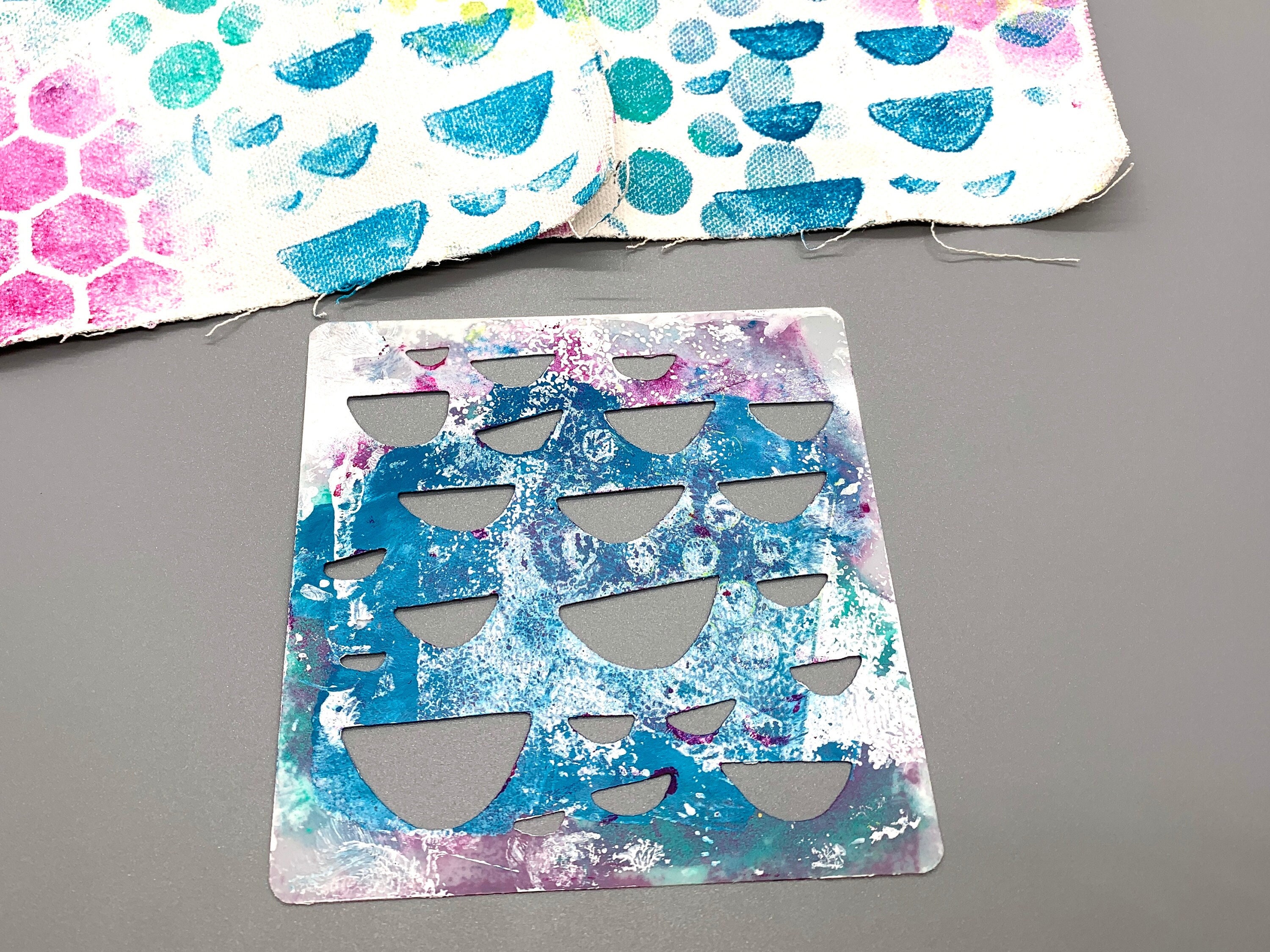 Hand Drawn Semicircle Patterned Stencil - Mixed Media, Mark Making ...