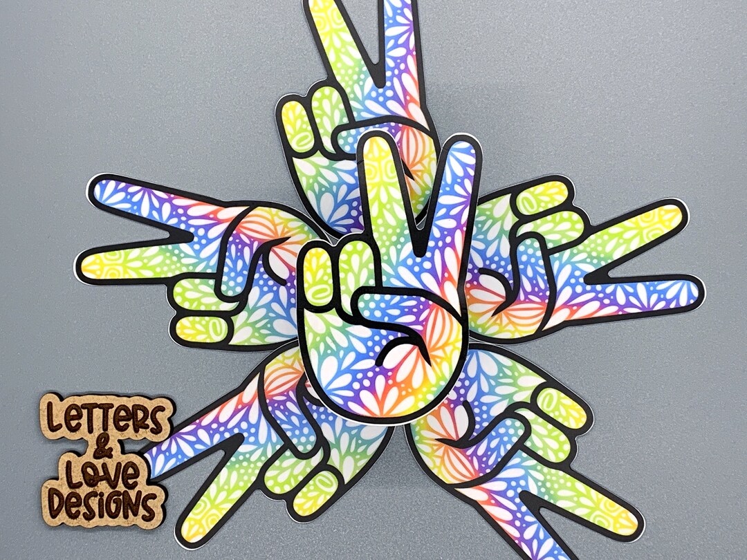 Zentangle Doodle Peace Sign Hand Symbol - Waterproof UV Resistant Matte ...