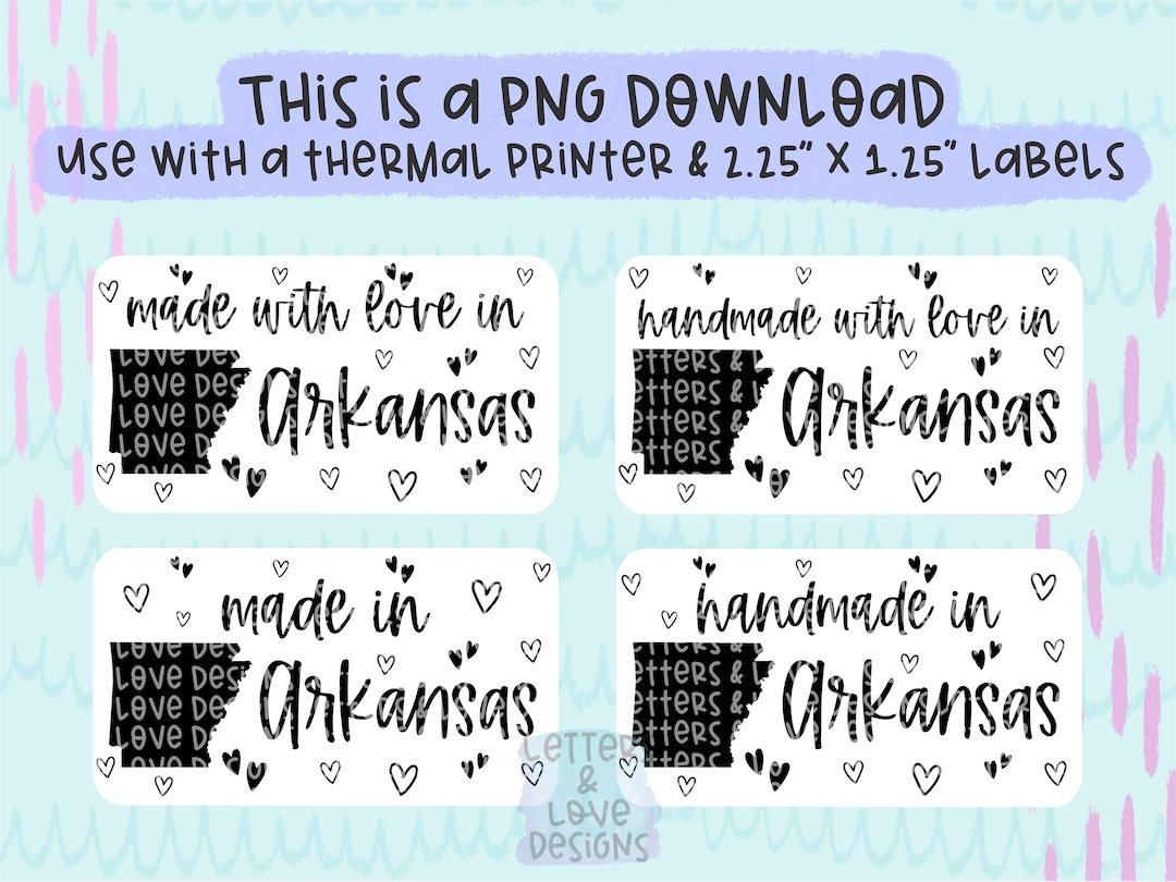 Made in Arkansas 4 Sticker Bundle - PNG Thermal Printer Label Design ...