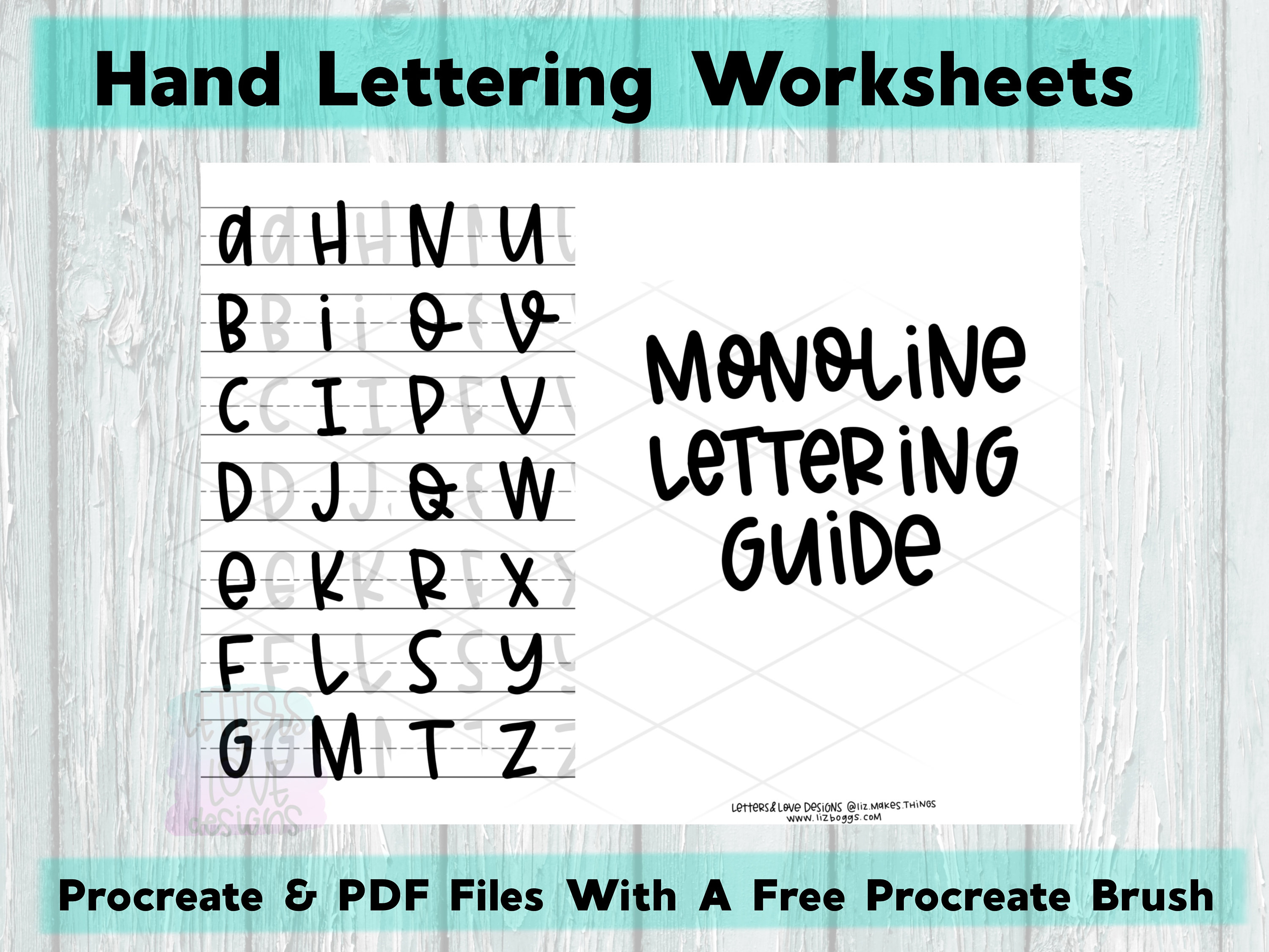 Monoline Lettering Guide Worksheets Printable PDF & | Etsy