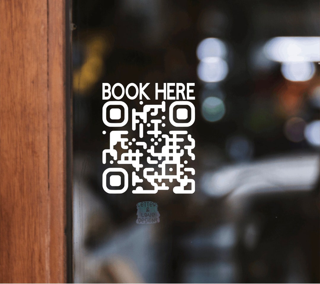 Book Here Custom QR Code Vinyl Decal - Advertise Your Business, Social ...