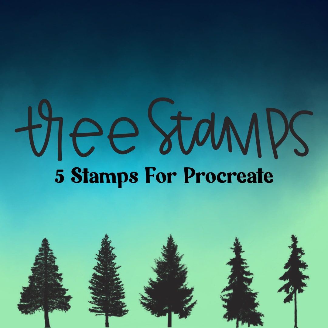 Tree Stamp Set for Use With Procreate on iPad - Silhouette, Wilderness ...