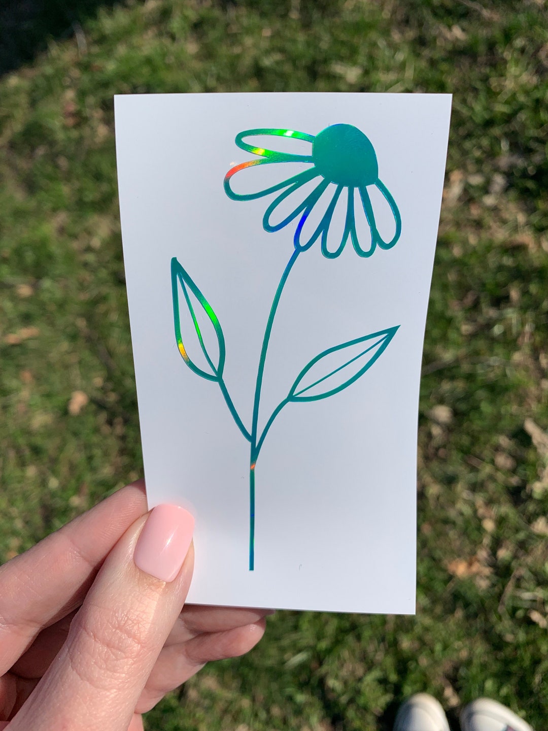 Flower Outline Vinyl Decal - Solid or Holographic Colors Available ...