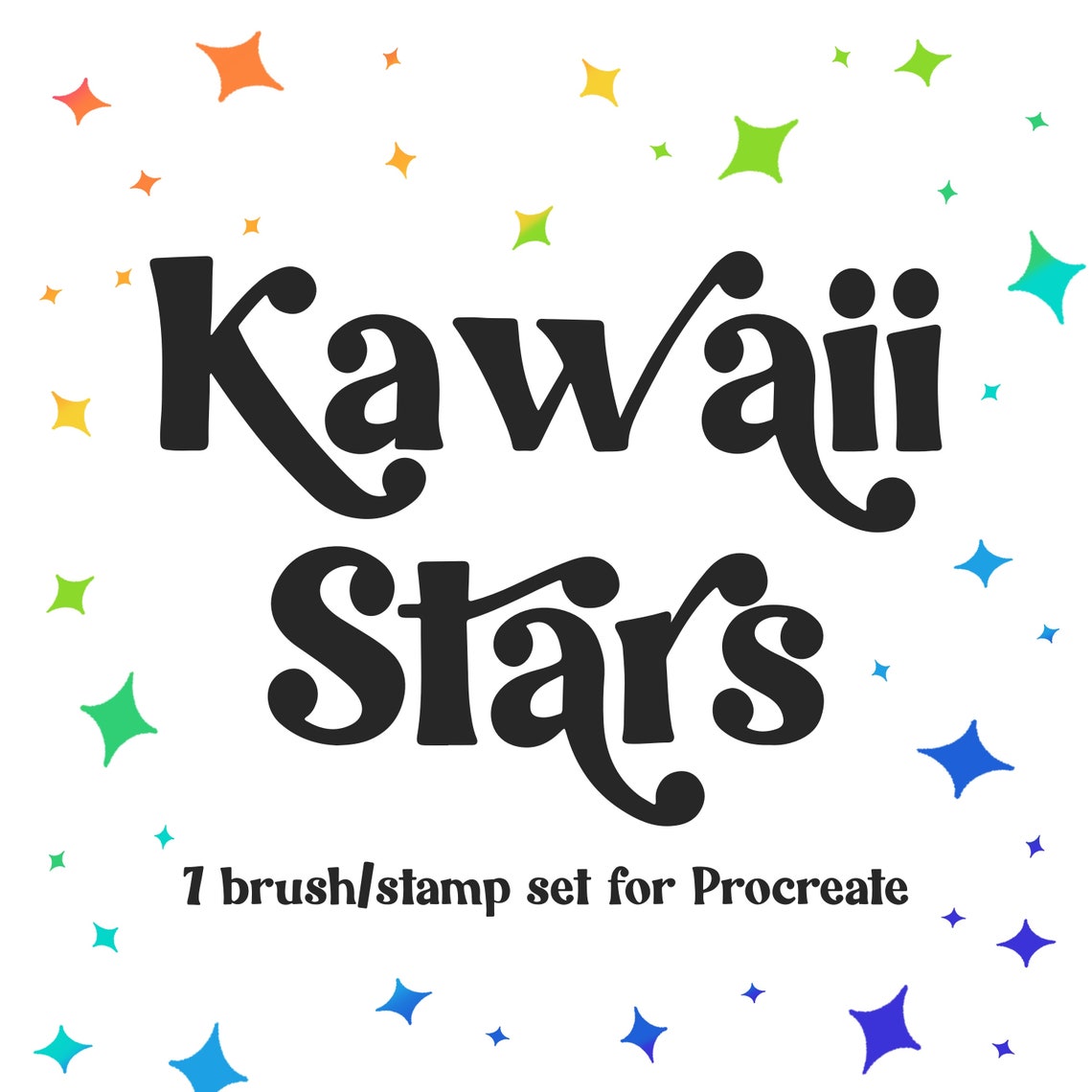 Kawaii Stars Stamp & Brush Set for Use With Procreate on Ipad | Etsy