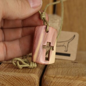 Handmade Wood Cross Pendant Necklace - Etsy