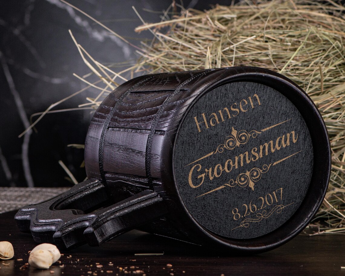 Personalized Groomsmen Gift. Wooden Beer Mug Groomsman Personalized ...