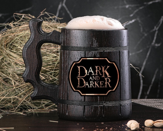 Dark and Darker Personalized Mug. Dungeon Mug Custom Beer Steins Dark and Darker Mug Gamer Dungeon Wooden Beer Tankard Gamer Gift for Dad Etsy UK