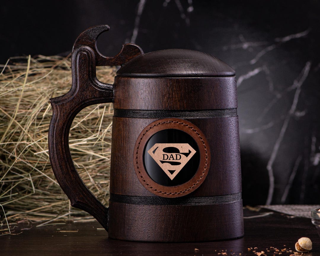 Super Dad Mug, SUPERDAD Father's Day Gift, Father's Day Mug, Wooden ...