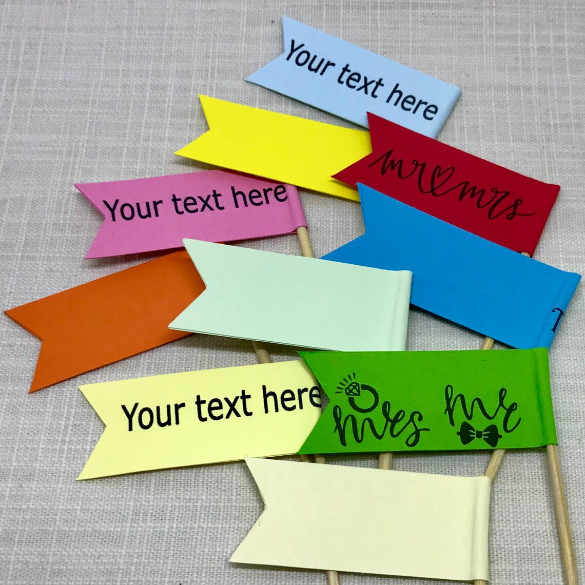 Set of 10 - 100 Pcs. Your Text Here Wedding Cupcake Toppers, Food Pick ...