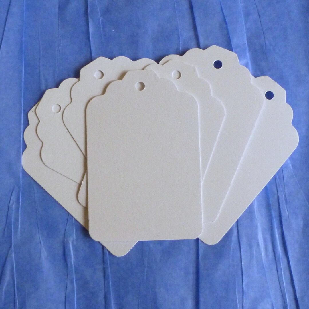 Scallop Top Tags (100) - Large Blank White Luggage Tags Price/product ...
