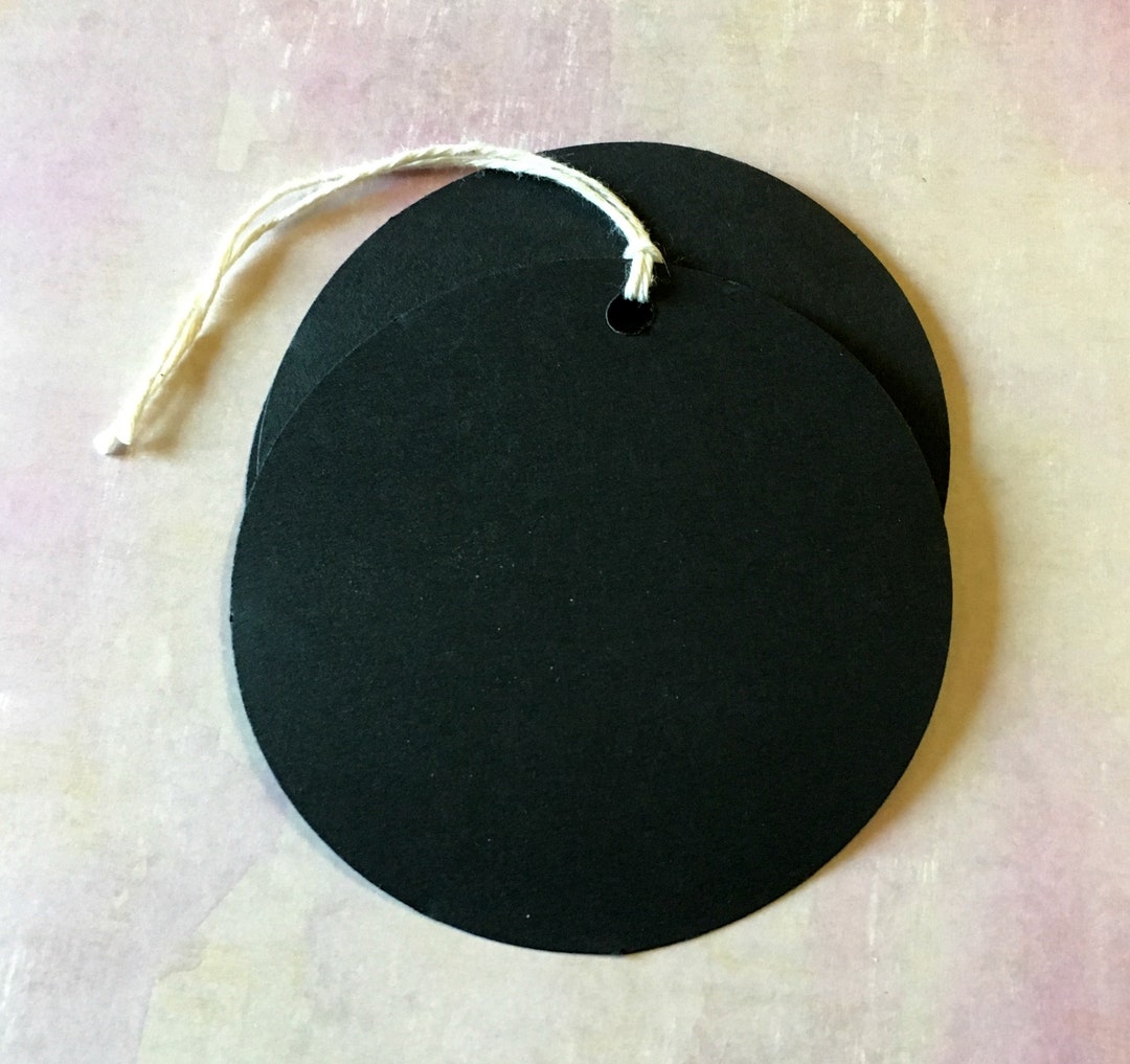 XL Black Round Tags (50) - Jet Black Blank Circle Tags 3.5" Diameter ...