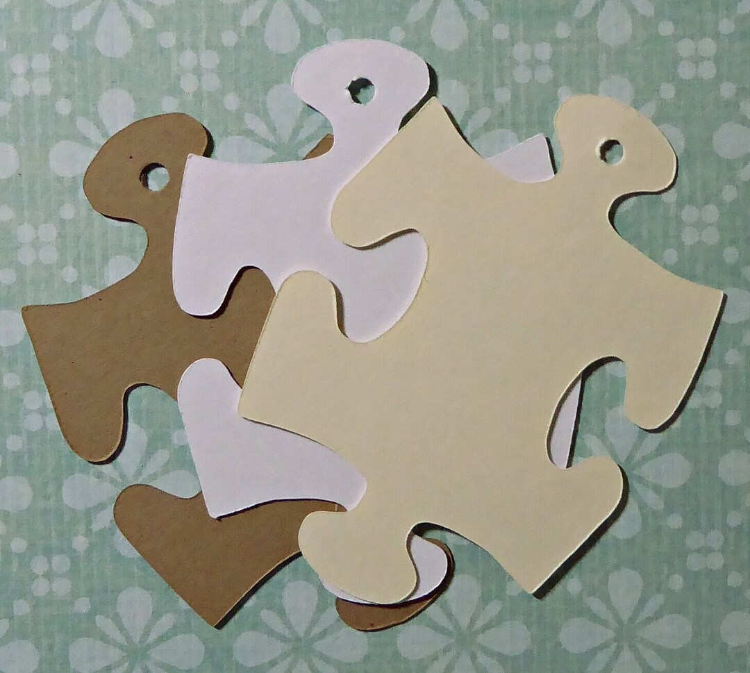 Puzzle Piece Shaped Tags - Blank Larger Tags, Gift Tags, 1.75x2 Tags ...