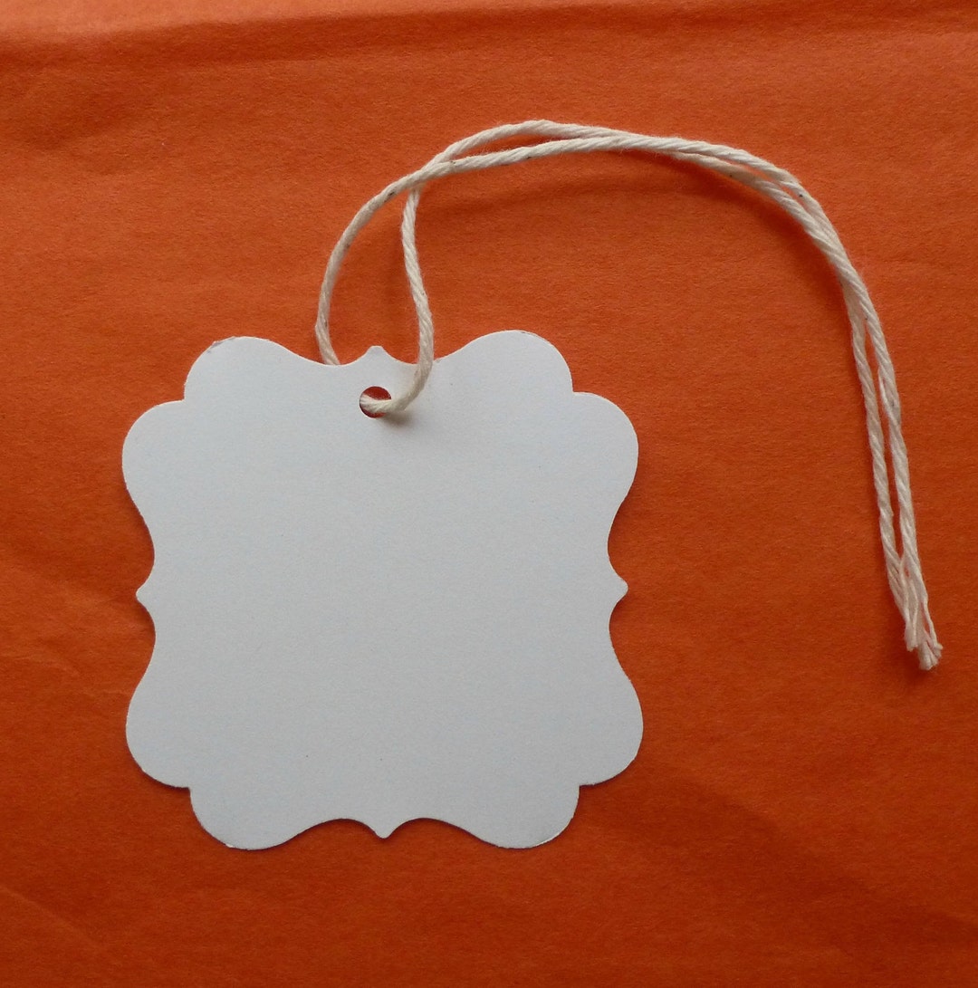 Bracket Tags (50) - Blank Bright White 2" Fancy Square Tags Gift Tags ...