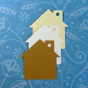 25 Large House Tags W/twine Ties . Ivory Kraft or White Cardstock ...