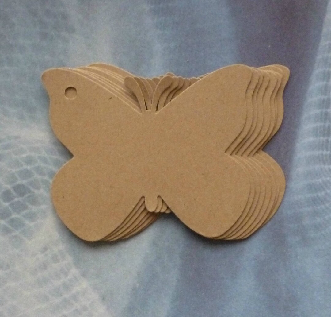100 Butterfly Tags Kraft Tags W Twine Diy Tags Clothing Price Tags ...