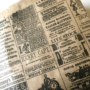 Newspaper Print Bags (25) Extra Large 12" X 15" XL Kraft Paper Bags ...