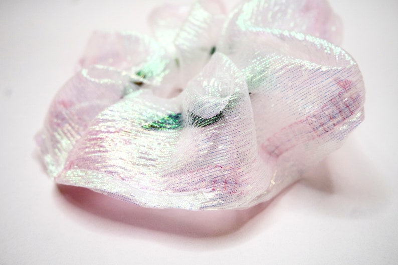 Scrunchie Set Blue Silk Iridescent hair Scrunchies Hair | Etsy