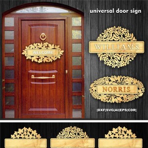 Sign With Leaf Pattern, Front Door Name Svg, 12 Pcs Floral Patches ...