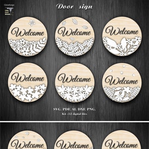 Round Door Hanger Sign Svg. Welcome Svg Bundle Front Sign. | Etsy