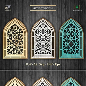 6 Decorative Window Arches With Patterns, Cathedral Window Wall Decor ...