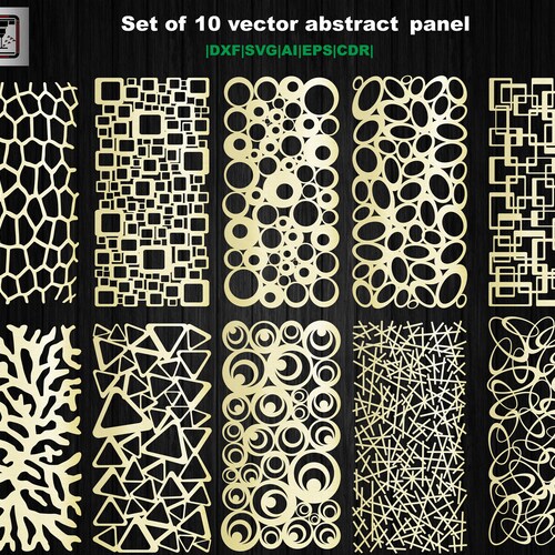 Set of Six Vector Interior Panels dxf.ai.svg.cdr. for Lasre | Etsy