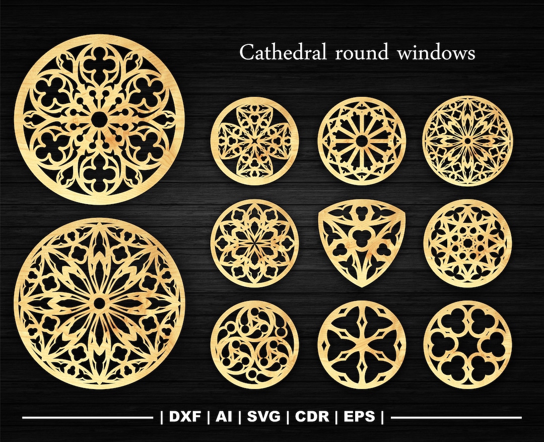 Decorative Round Cathedral Windows in the Gothic Style, Church Patterns ...