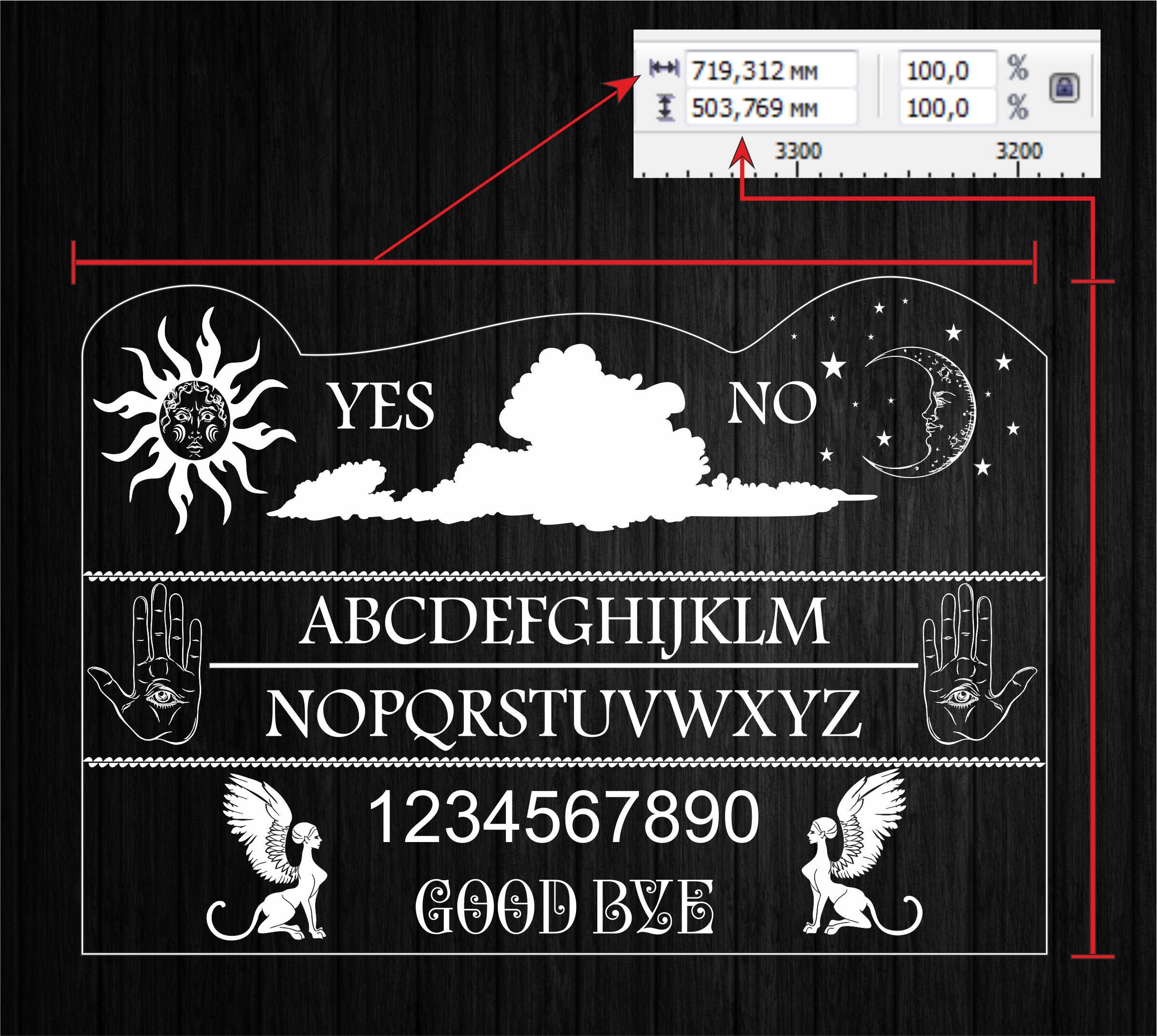 Ouija Spirit Board Vector Template Dxfaisvgeps For Laser Etsy