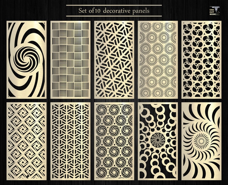 Decorative Panels Set of 11 Vector Patterns dxfaisvg for - Etsy