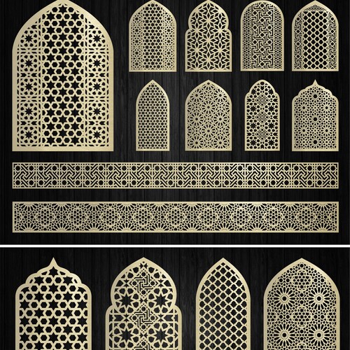 Buy Set of Decorative Arches With Arabic and Moroccan Pattern. Online ...