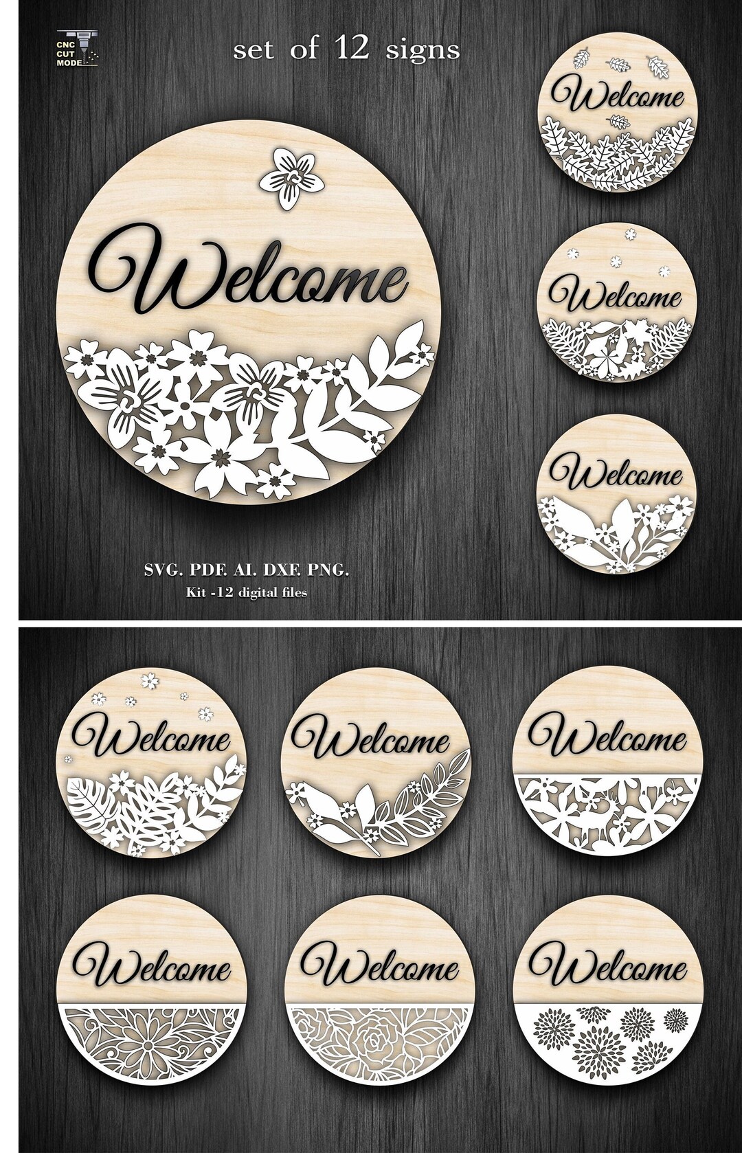 Round Door Hanger Sign Svg. Welcome Svg Bundle Front Sign. Door Sign ...