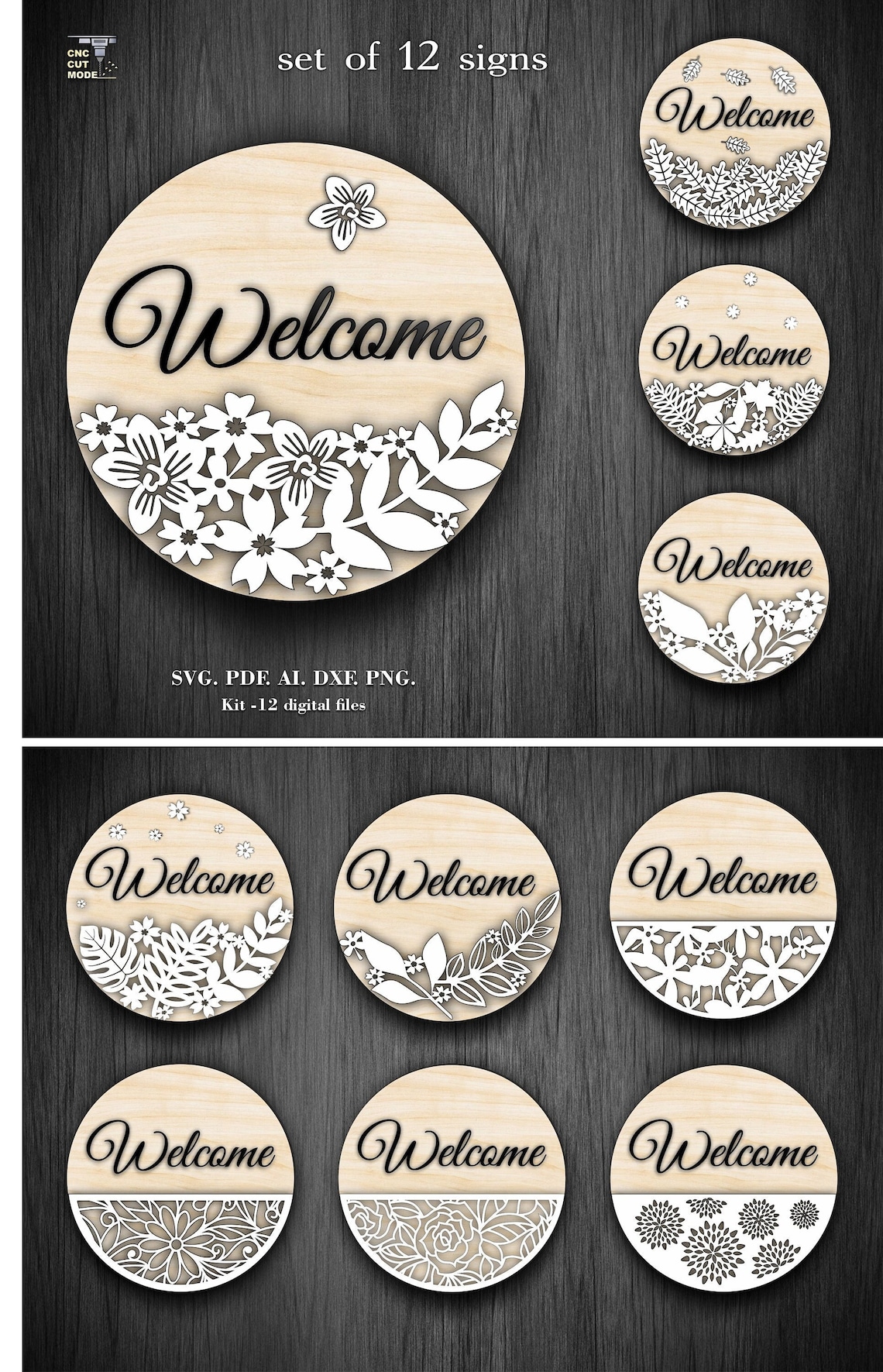 Round Door Hanger Sign Svg. Welcome Svg Bundle Front Sign. - Etsy