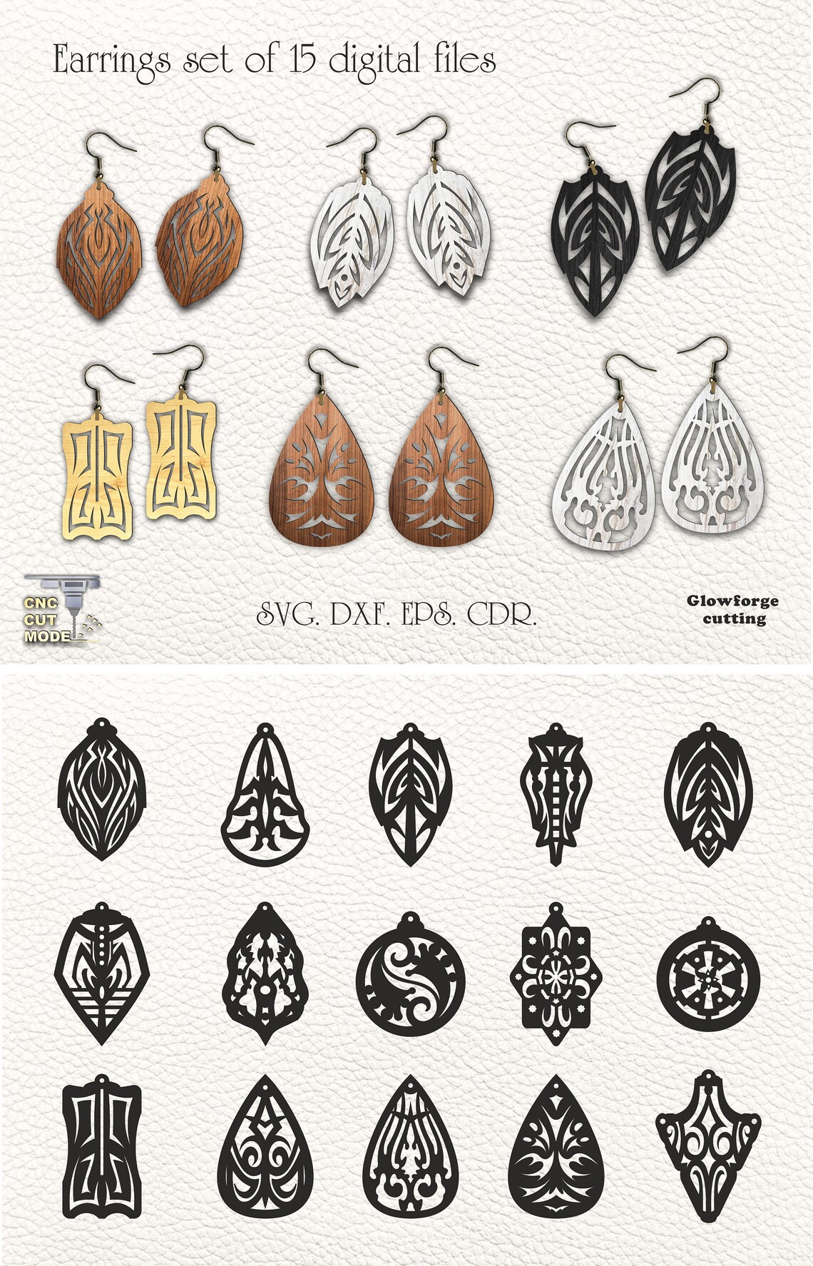 A Set of Homemade Earrings for Laser Cutting Earrings Vector - Etsy