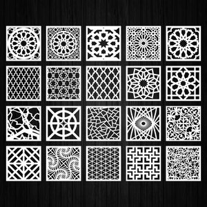 Buy 80 Decorative Square Vector Art Panels (dxf.ai.svg.eps.dwg.) for ...