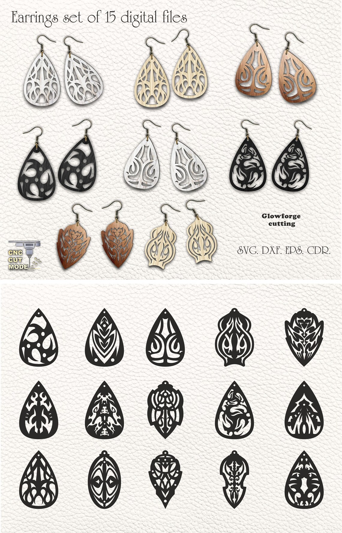Earrings Kit 15 Svg-dxf Digital Templates Download Right - Etsy