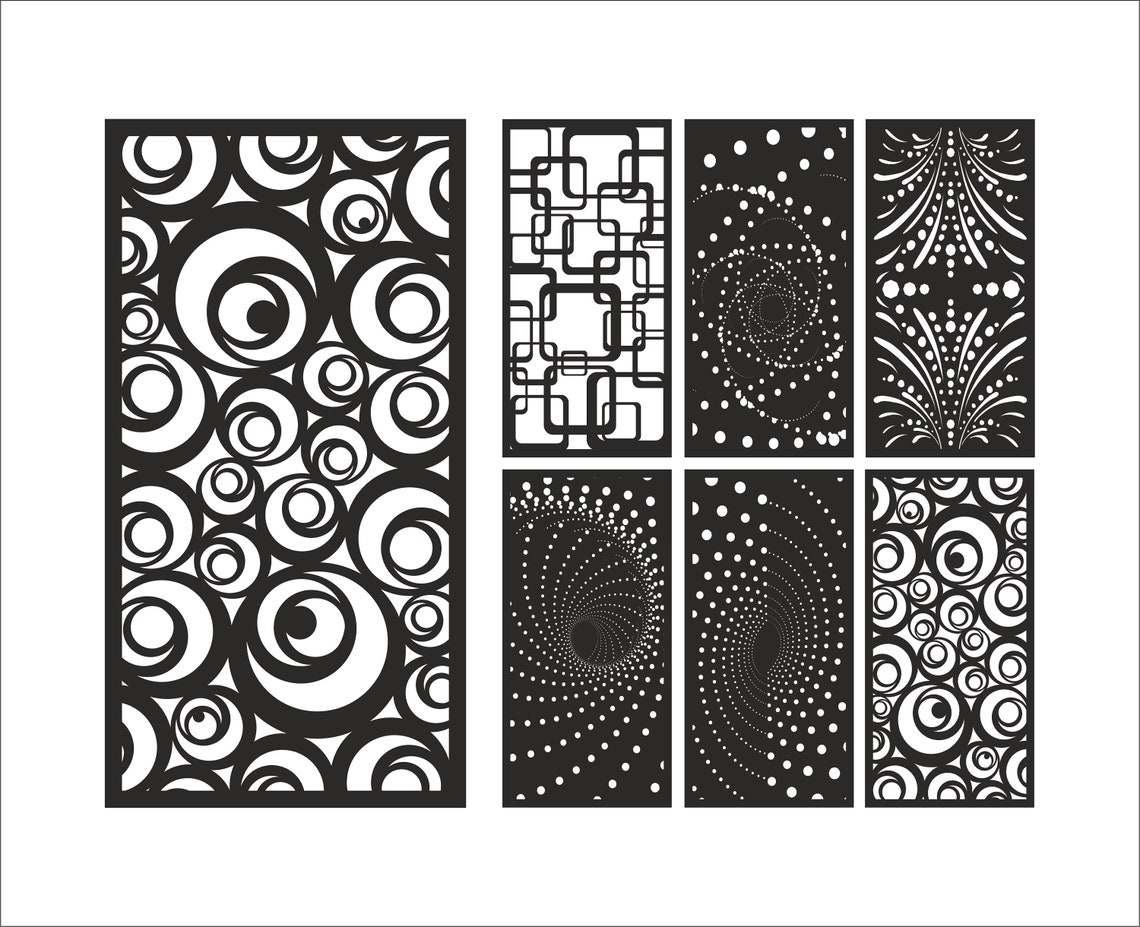 Set of Six Vector Interior Panels dxf.ai.svg.cdr. for Lasre | Etsy