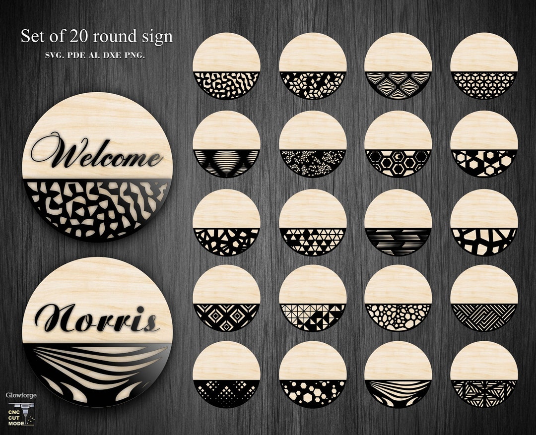 Round Welcome Signs Bundle. Svg - Dxf Digital Blanks With Abstract ...