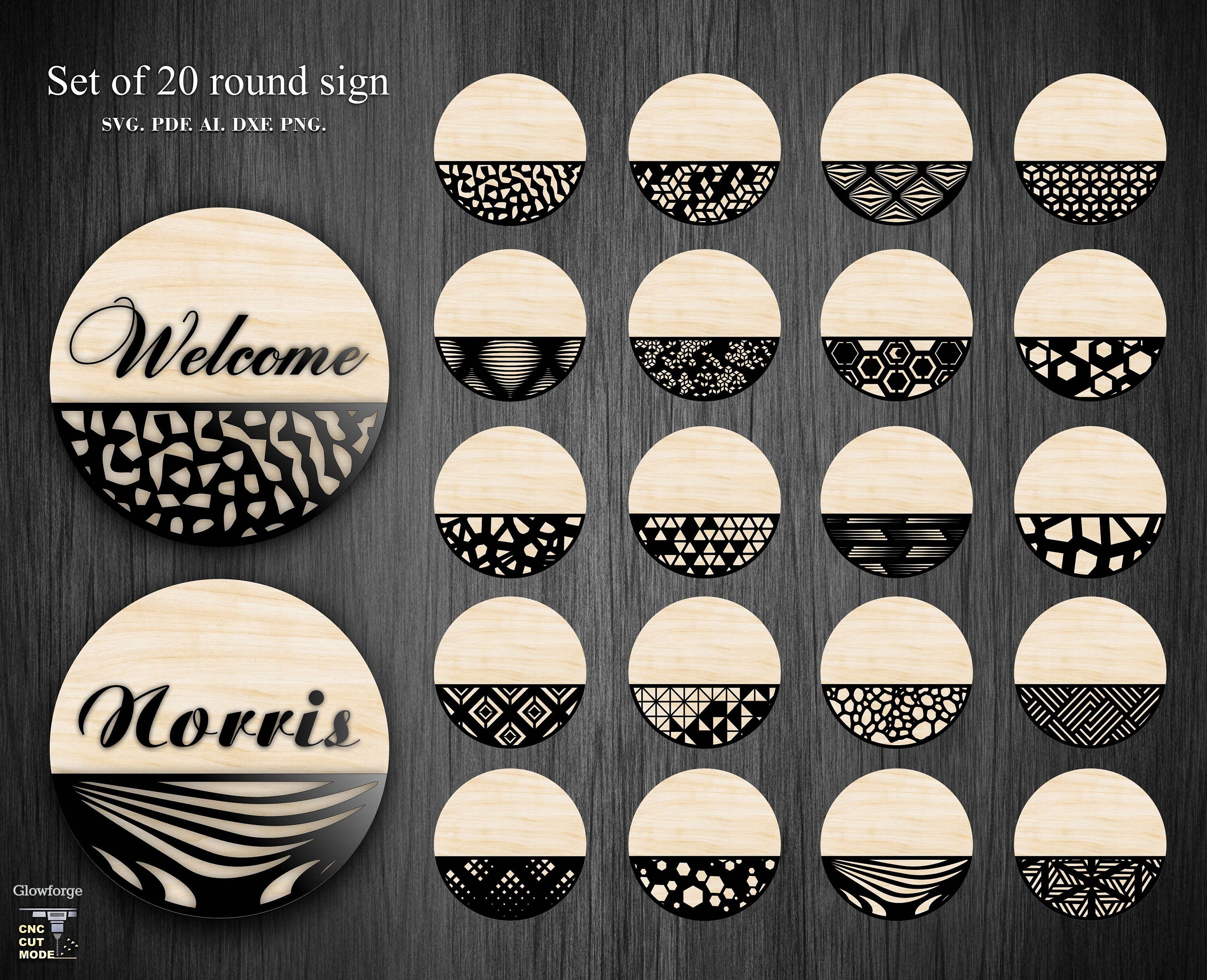 Round Welcome Signs Bundle. Svg Dxf Digital Blanks With - Etsy