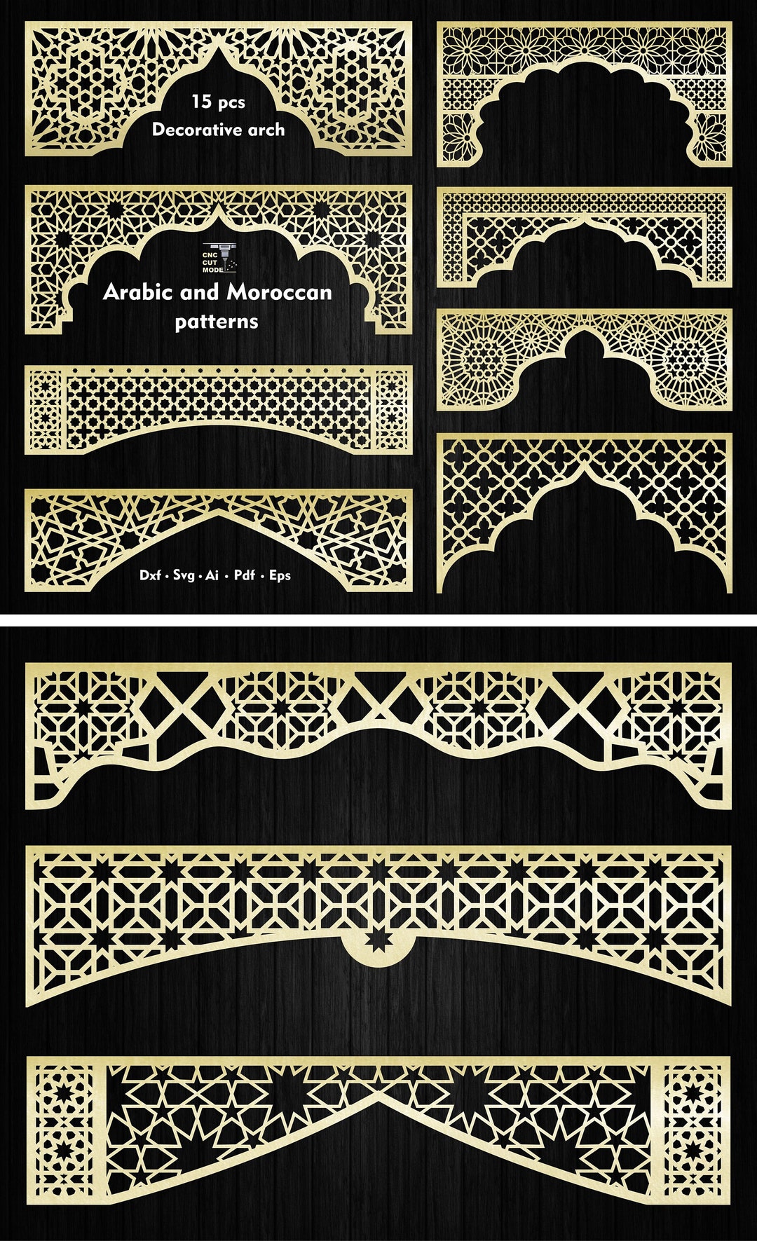 15 Pcs Decorative Arch With Arabic and Moroccan Style, Wall Decor Panel ...