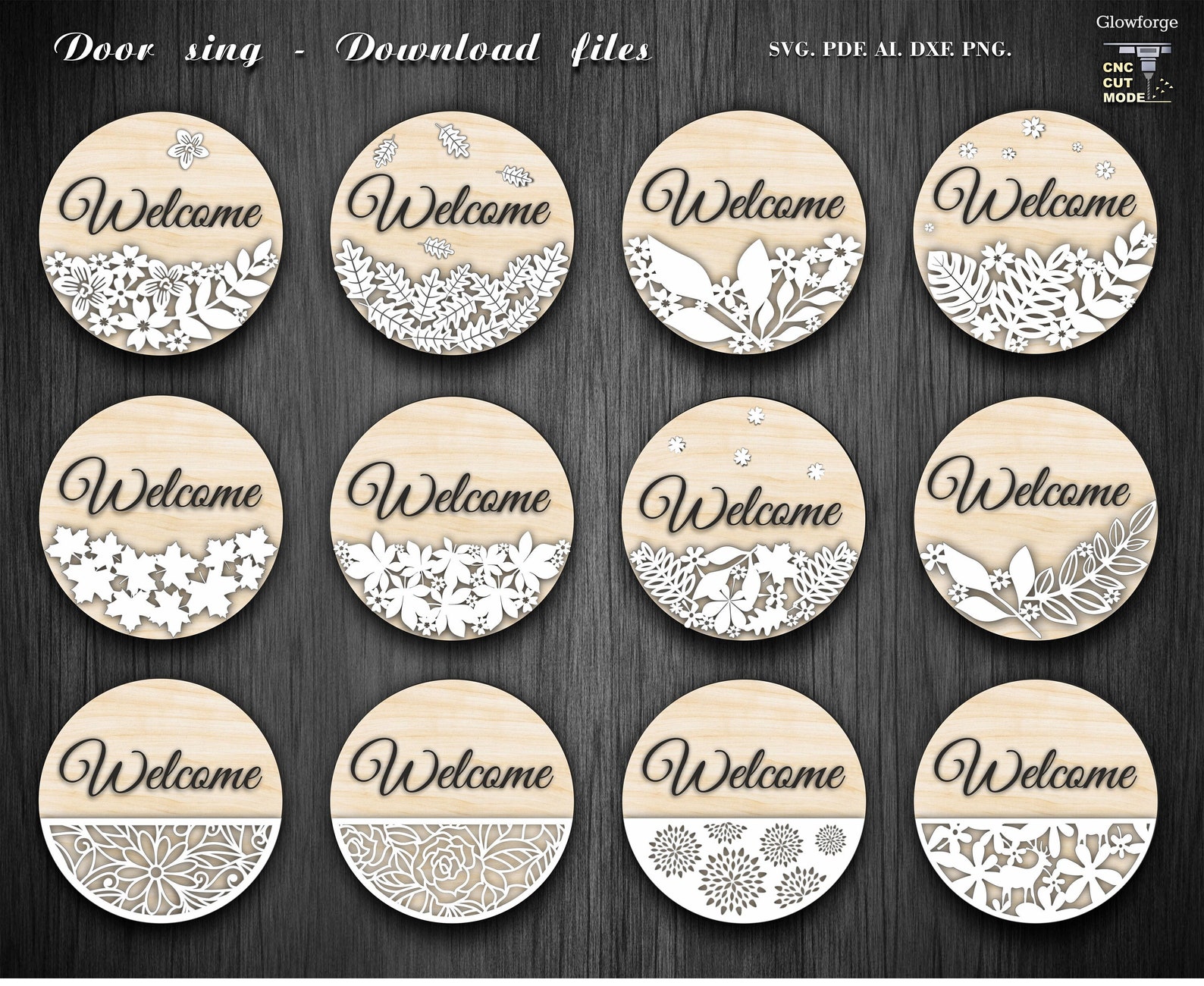 Round Door Hanger Sign Svg. Welcome Svg Bundle Front Sign. - Etsy