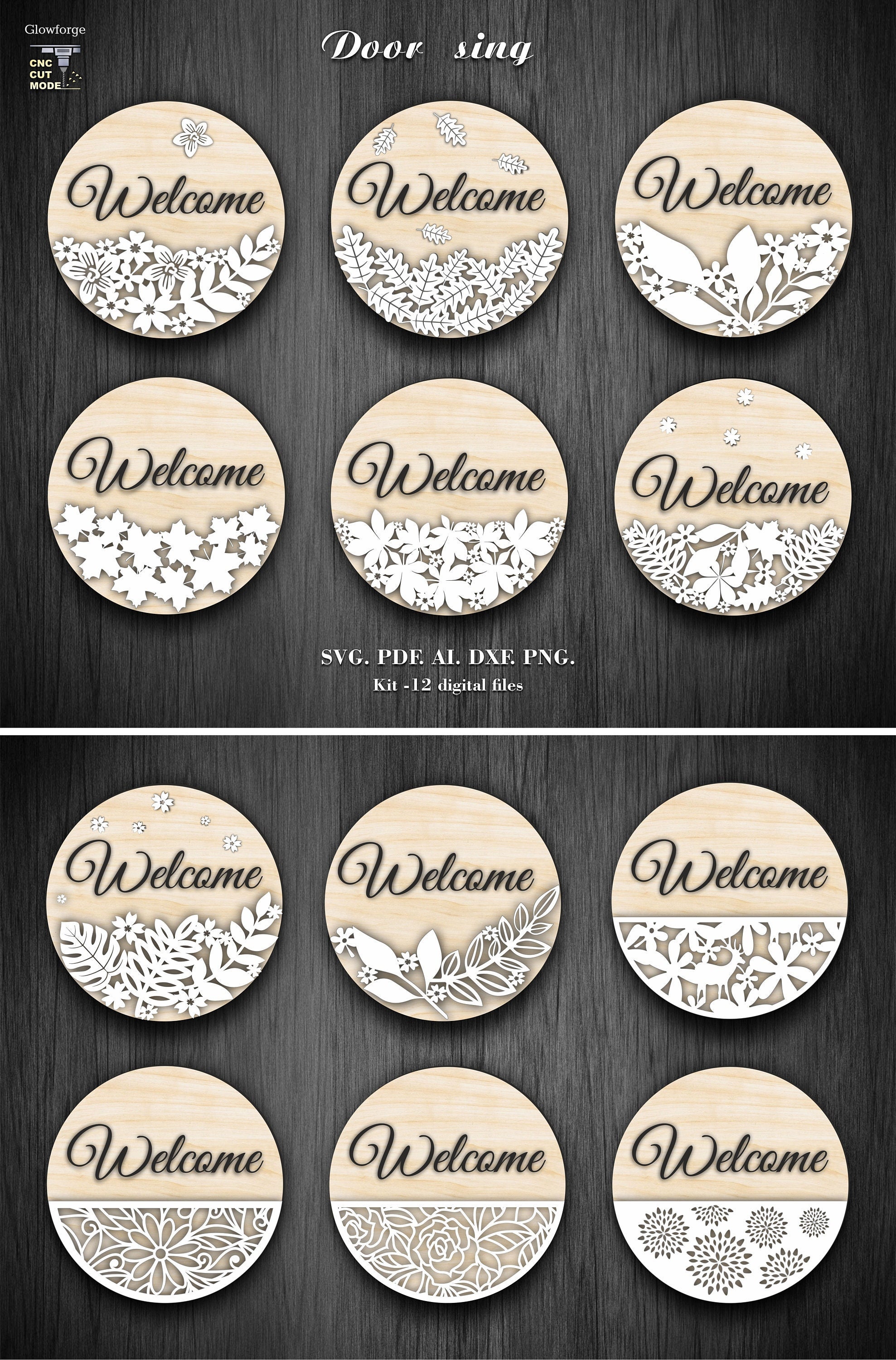 Round Door Hanger Sign Svg. Welcome Svg Bundle Front Sign. - Etsy