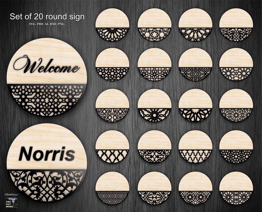 20 Arabic Door Hanger SVG Bundle, Round Welcome Sign With Moroccan ...