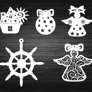 Set of Vector Christmas Decorations for Laser Cutting dxfsvgaicdr ...