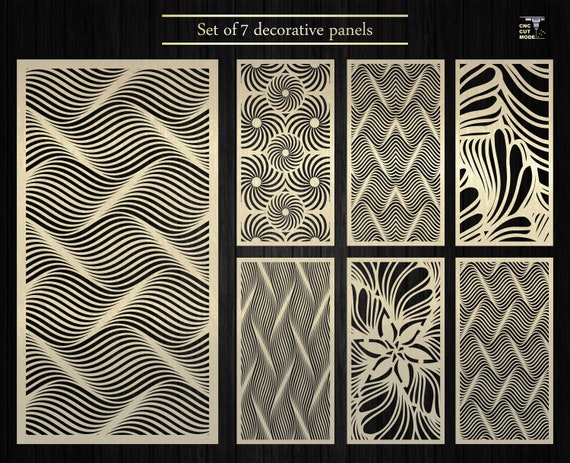 7 Vector Geometric Art Panels dxf. Ai. Svg. Dwg. Eps. - Etsy India