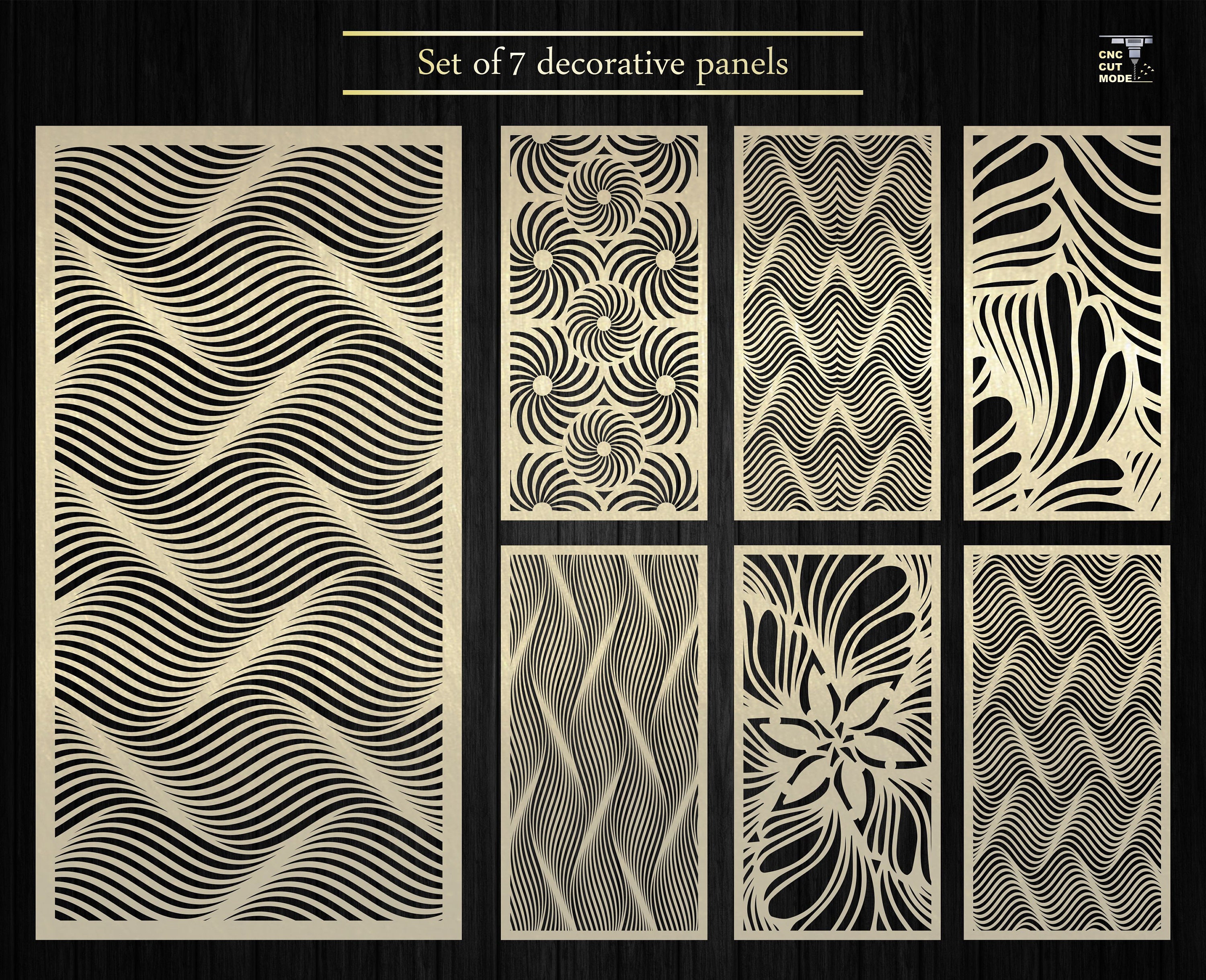 7 Vector Geometric Art Panels dxf. Ai. Svg. Dwg. Eps. - Etsy