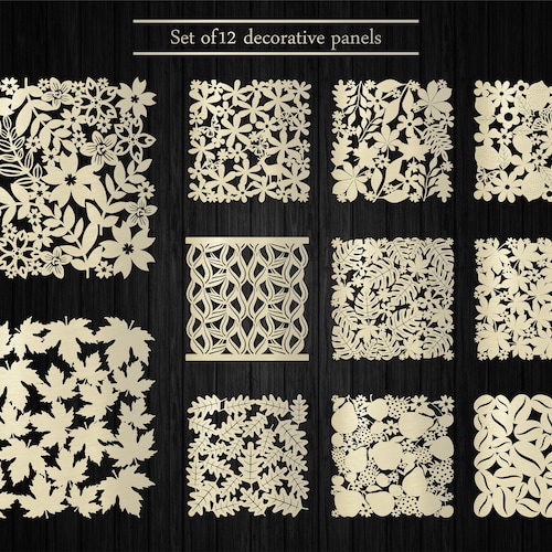 Floral Patterns Set of Vector Panels DXF.AI.SVG. for Laser - Etsy