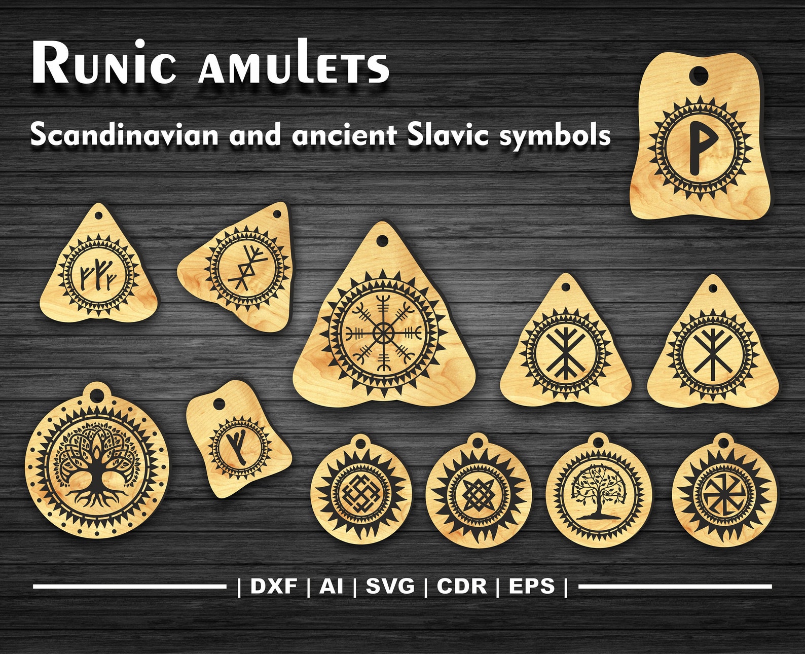Set of Vector dxfaisvg Templates Runic Amulets - Etsy