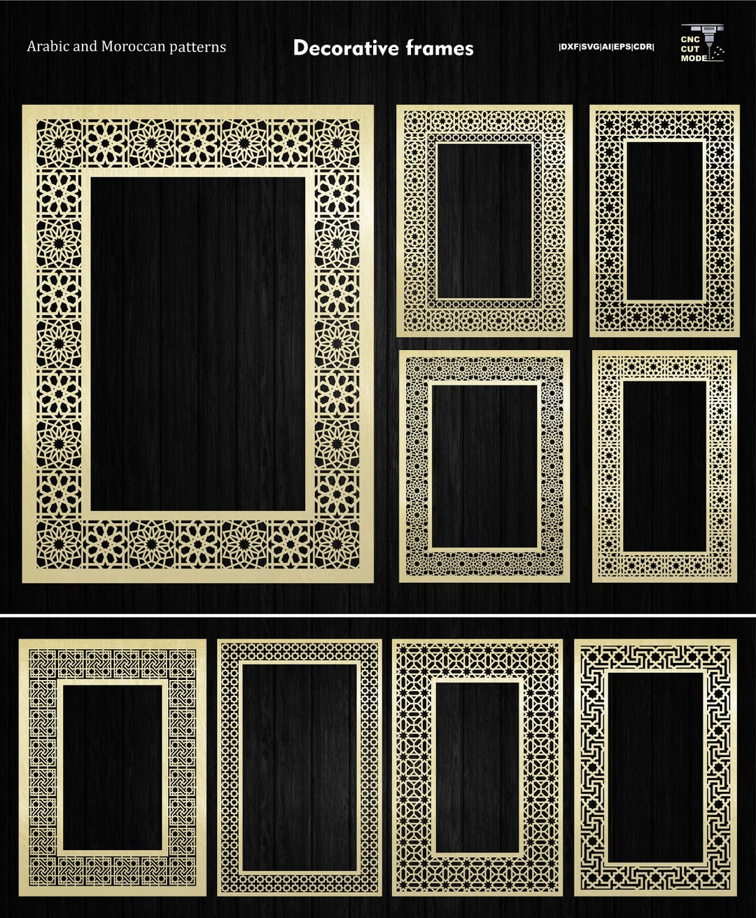 10 Decorative Frames Panel in Arabic and Moroccan Style, Wall Decor ...